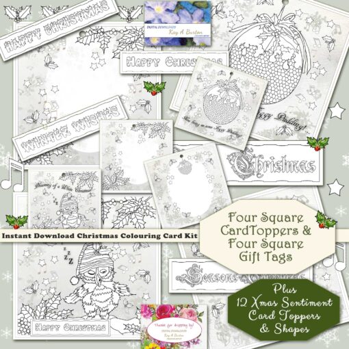 Christmas Colouring In Card Toppers Printable Cards-Tags & Xmas